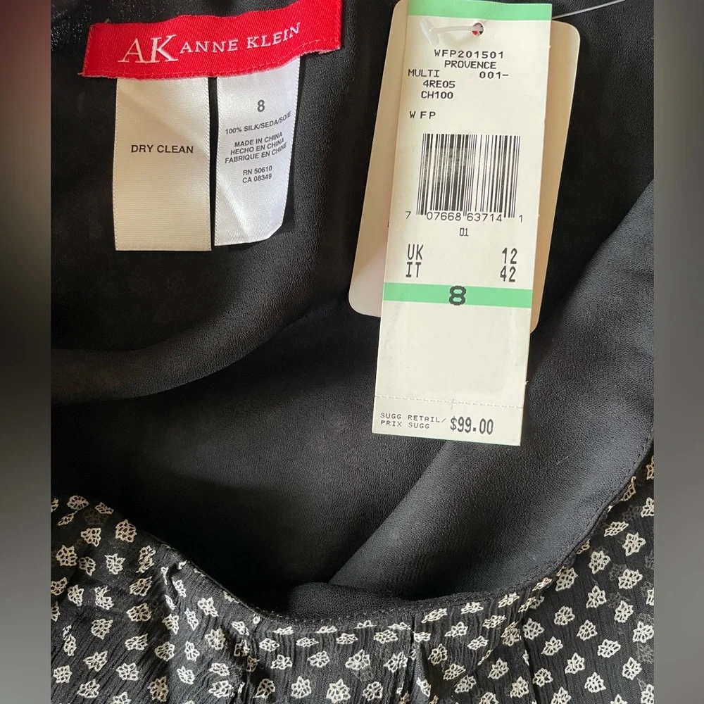 Anne Klein | Skirts | Anne Klein Silk Aline Skirt Black White Print ...